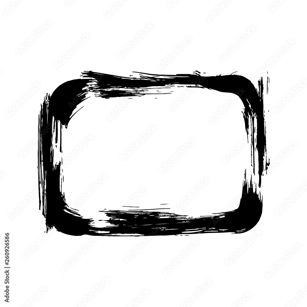 Vector Dry brush frames. Hand drawn artistic frames. Black and white ...