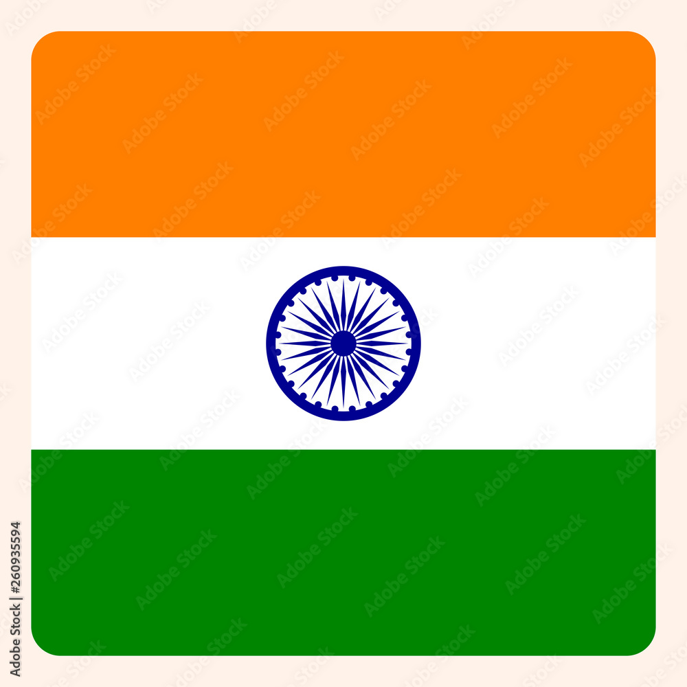 India square flag button, social media communication sign, business ...