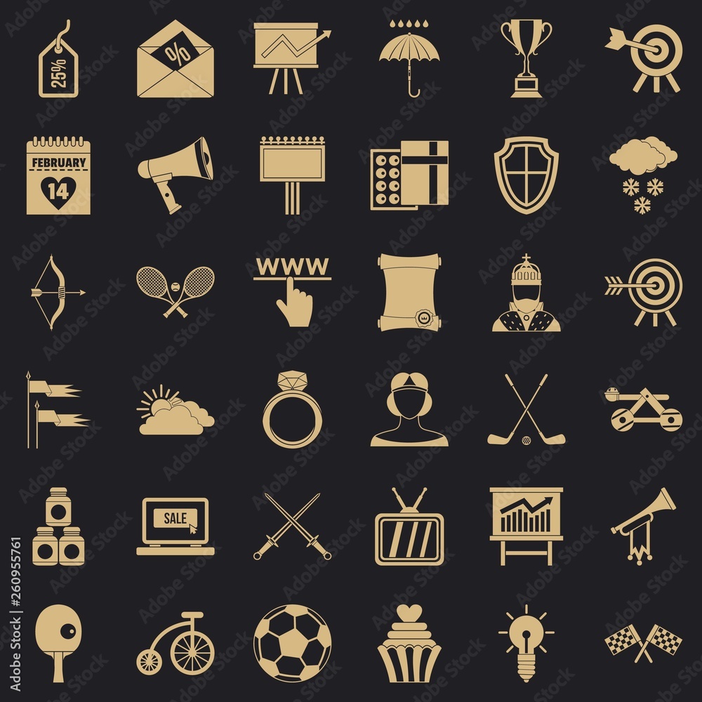 Flying arrow rrow icons set. Simple style of 36 flying arrow vector ...