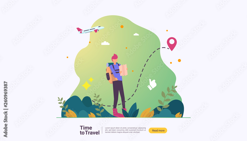 backpacker travel adventure concept. outdoor vacation recreation in ...