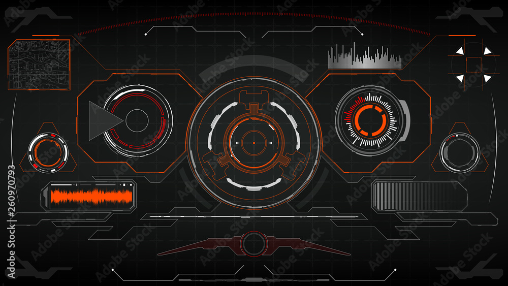 Sci-Fi Futuristic Glowing HUD Display. Vitrual Reality Technology ...
