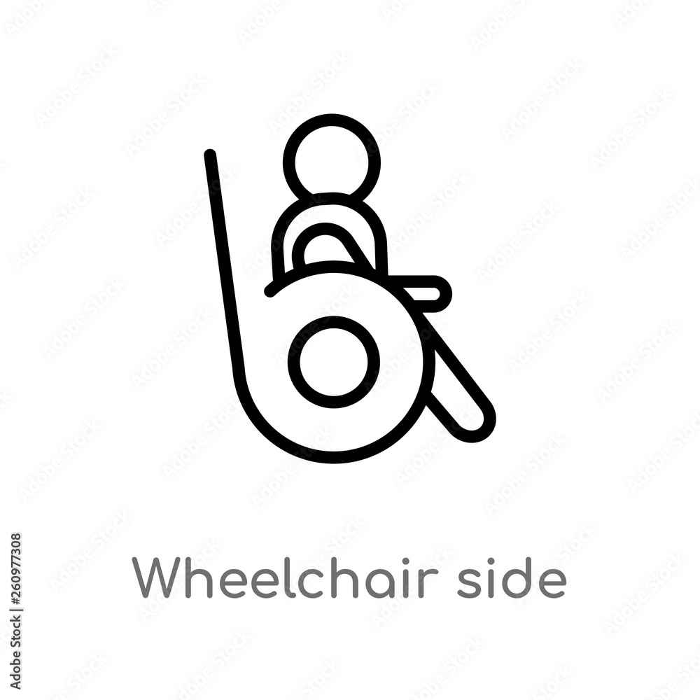 outline wheelchair side view vector icon. isolated black simple line ...