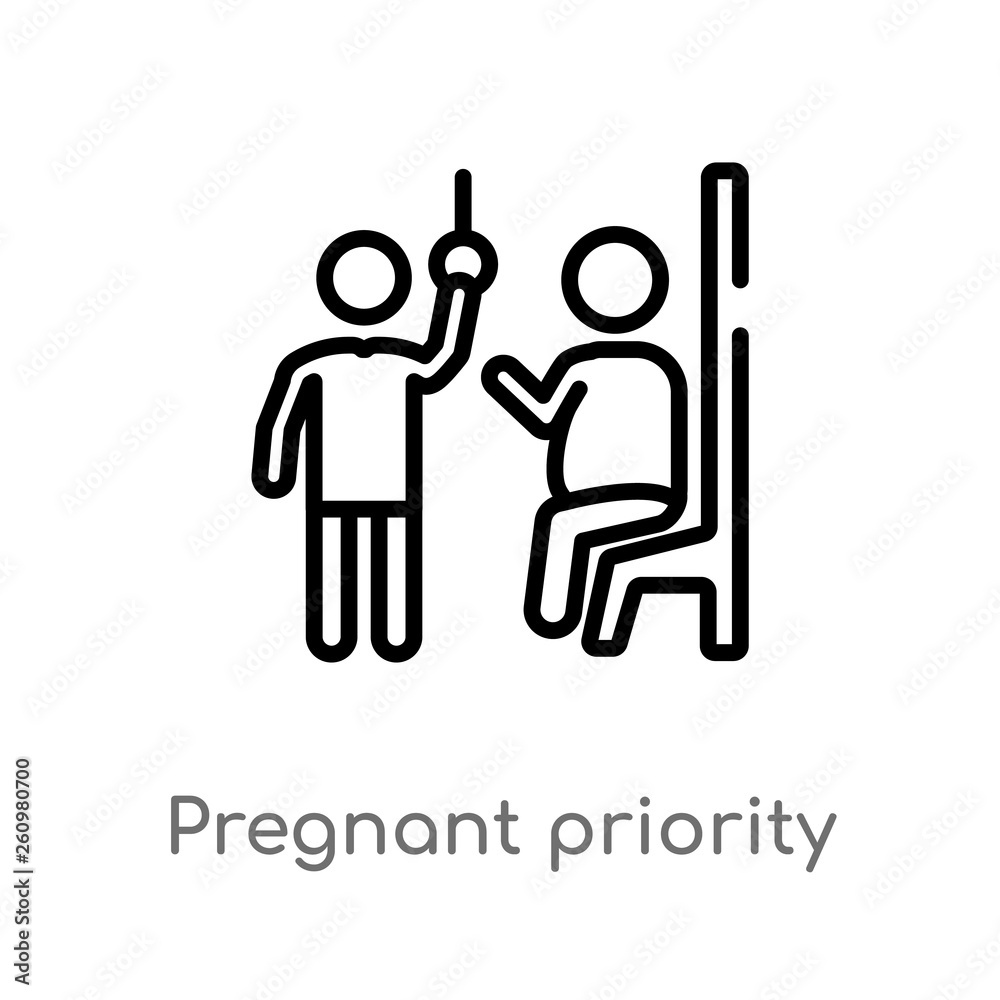 outline pregnant priority vector icon. isolated black simple line element illustration from ...