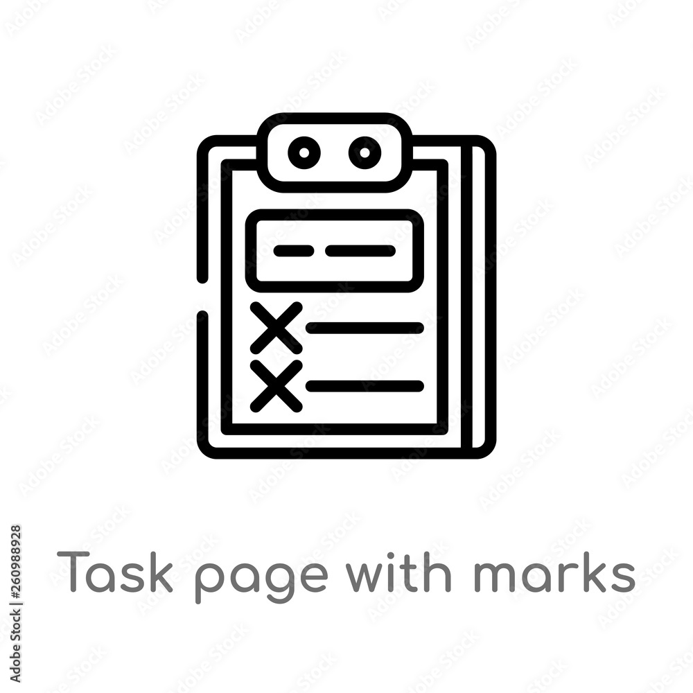 Grafika wektorowa Stock: outline task page with marks vector icon ...