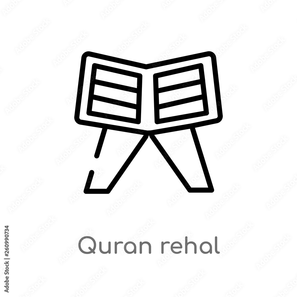 outline quran rehal vector icon. isolated black simple line element ...