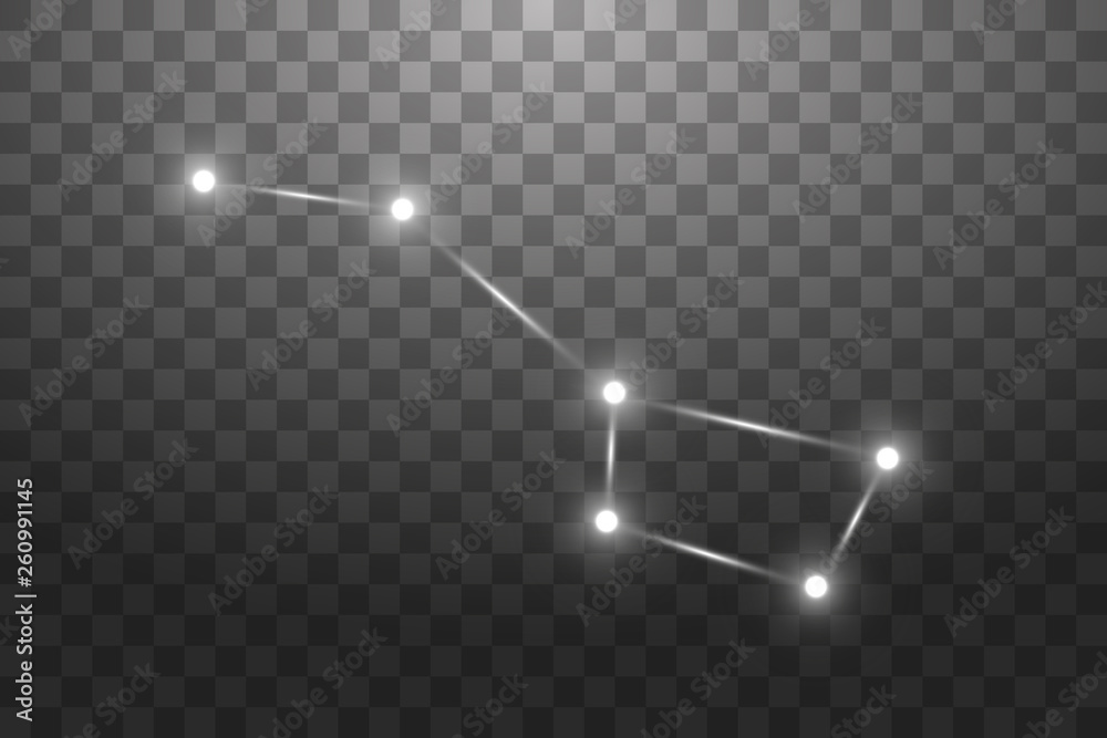 Big Dipper Zodiac Sign of the Beautiful Bright Stars on a transparent ...