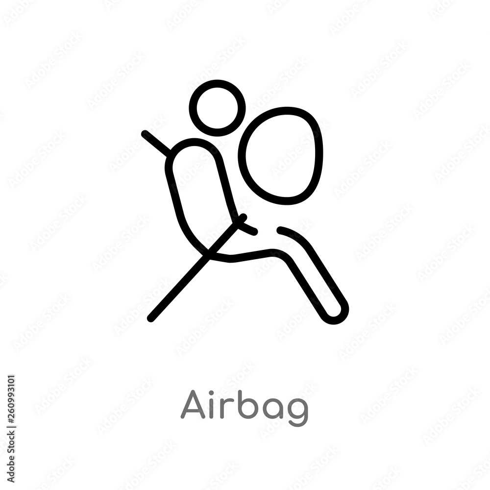 outline airbag vector icon. isolated black simple line element ...