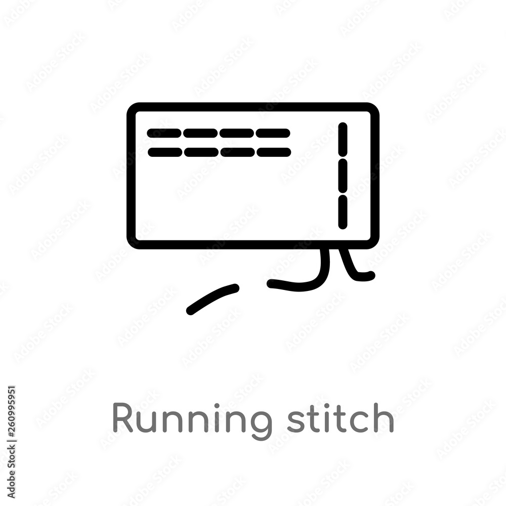 Outline Running Stitch Vector Icon Isolated Black Simple Line Element Illustration From Sew
