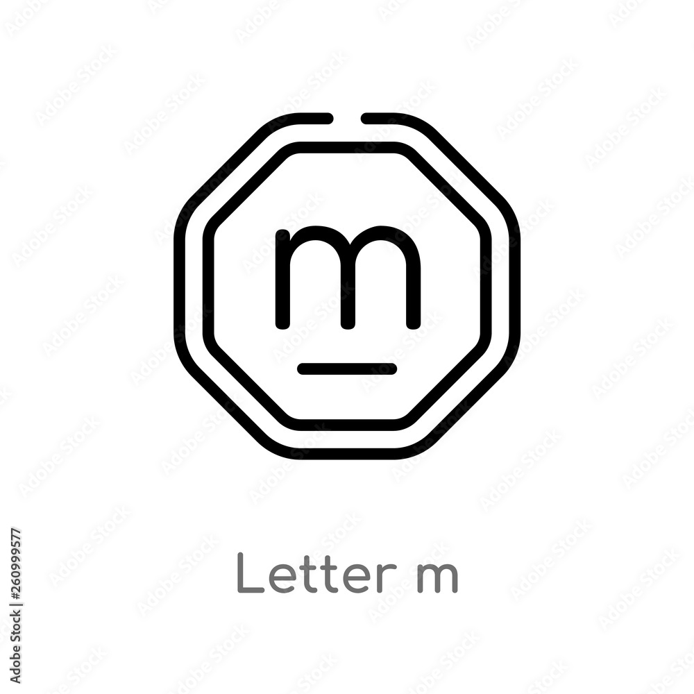 outline letter m vector icon. isolated black simple line element ...
