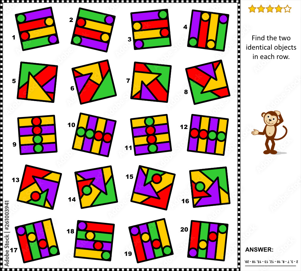 IQ and spatial reasoning skills training abstract visual puzzle: Find ...