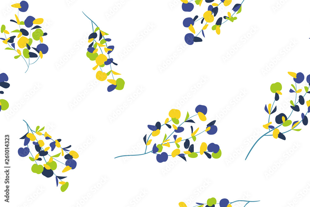 Eucalyptus Vector. Colorful Seamless Pattern with Vector Leaves ...