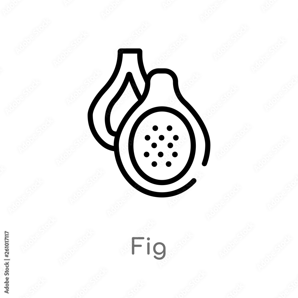 outline fig vector icon. isolated black simple line element ...
