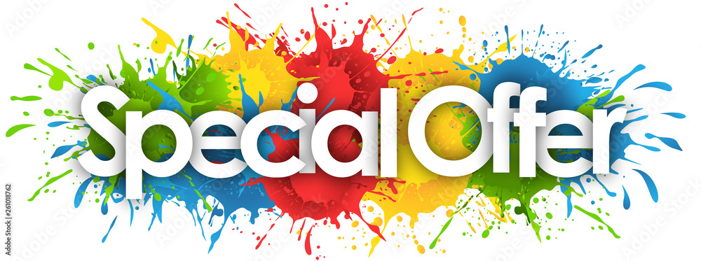 Special Offer word in splash’s background Stock Illustration | Adobe Stock