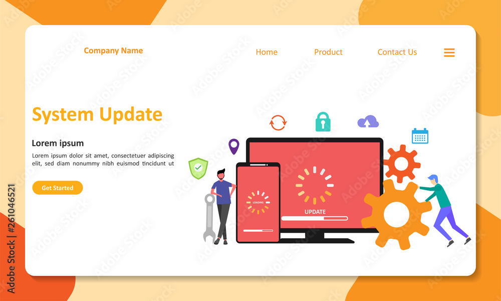 System Update Improvement Change New Version. Installing update process ...