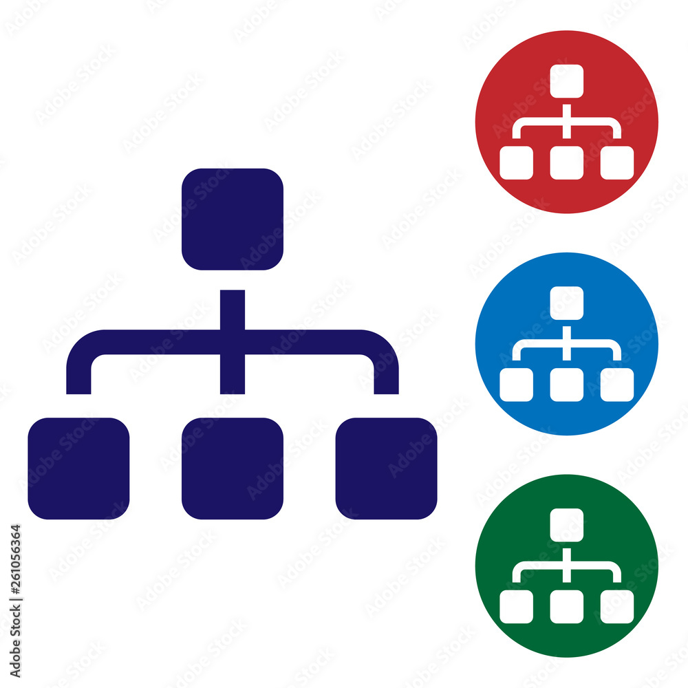 Blue Business hierarchy organogram chart infographics icon isolated on ...