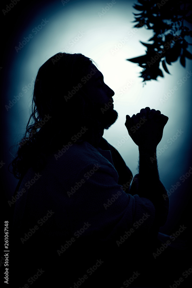 Jesus Christ praying at night Stock Photo | Adobe Stock