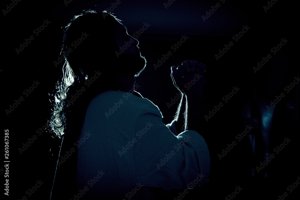 Jesus Christ praying at night Stock Photo | Adobe Stock