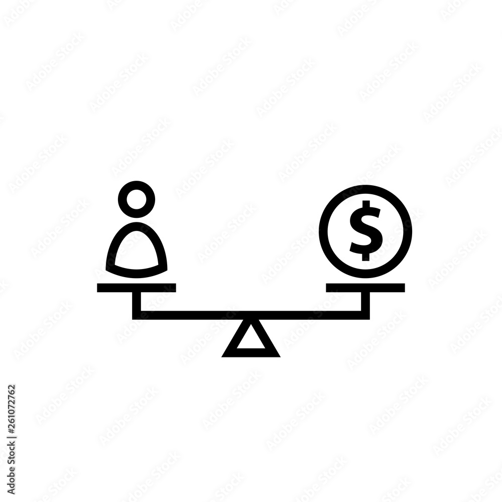 Labor cost concept outline icon. Clipart image isolated on white ...