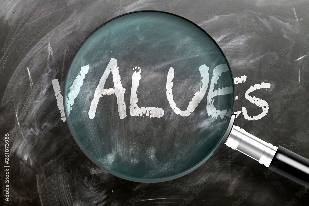 Learn, study and inspect values - pictured as a magnifying glass ...