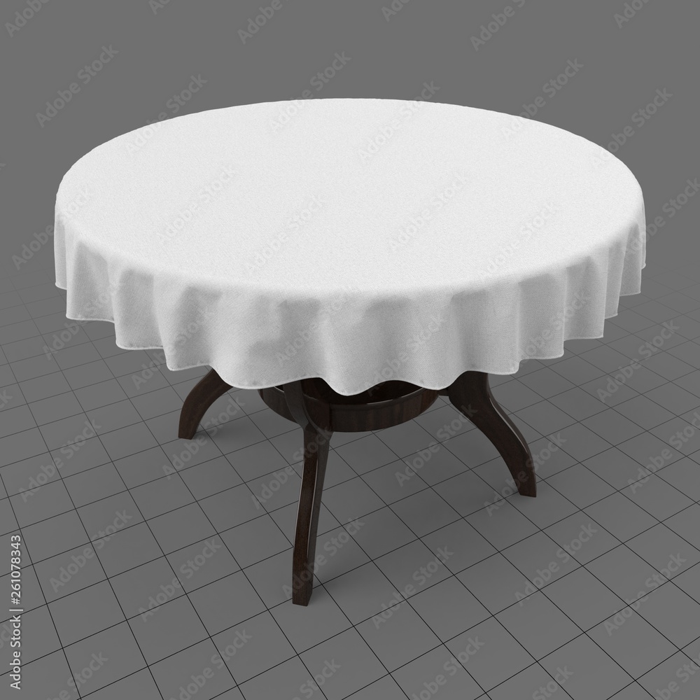 Modern dining table with tablecloth Stock 3D asset | Adobe Stock