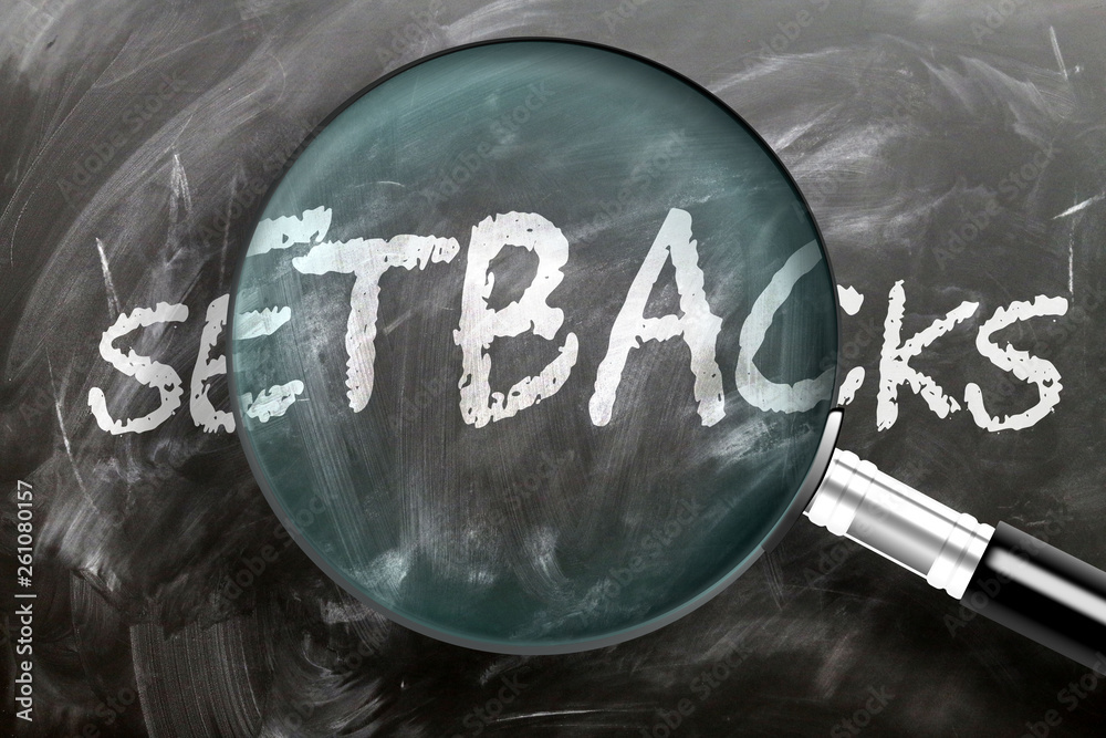 Learn, study and inspect setbacks - pictured as a magnifying glass ...