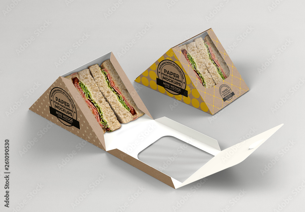 Wedge Sandwich Box Packaging Mockup Stock Template | Adobe Stock