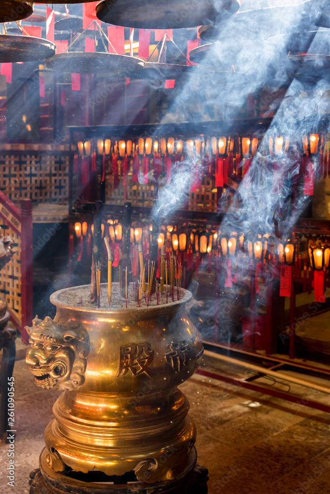 Interior of Chinese temple in Hong Kong Stock Photo | Adobe Stock