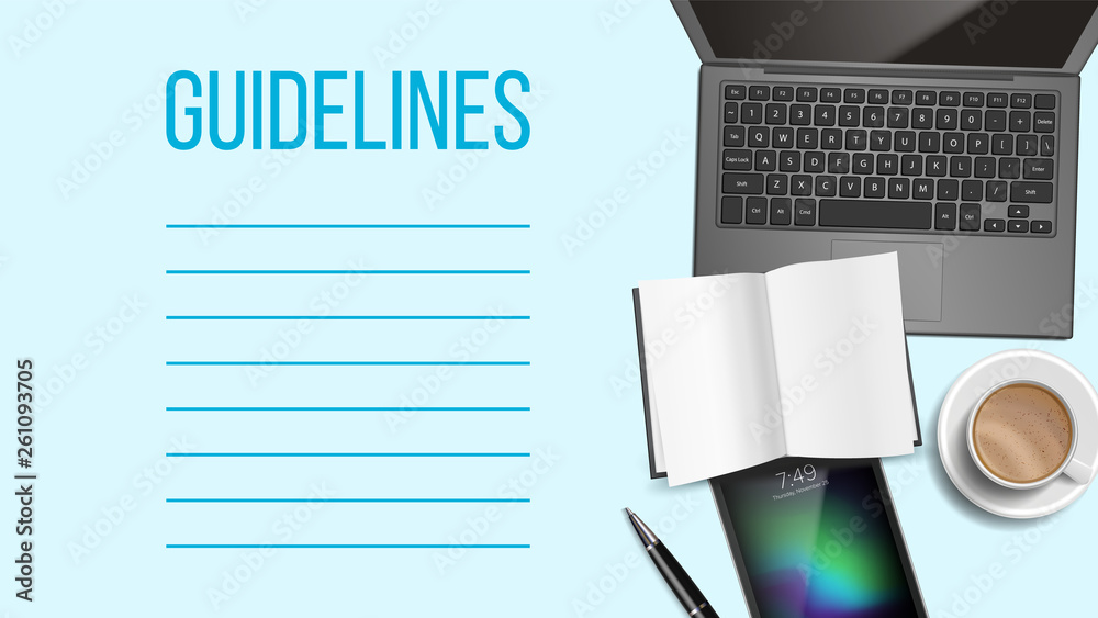 Guidelines Notepad Page Template With Text Space. Business, Education ...