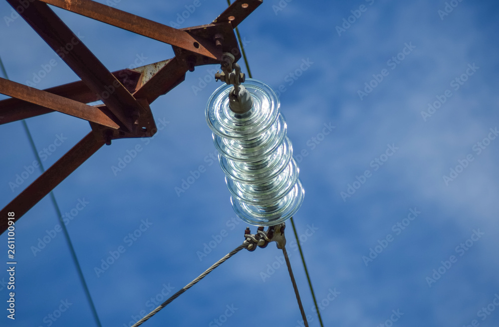 Glass prefabricated high voltage insulators on poles high-voltage power ...
