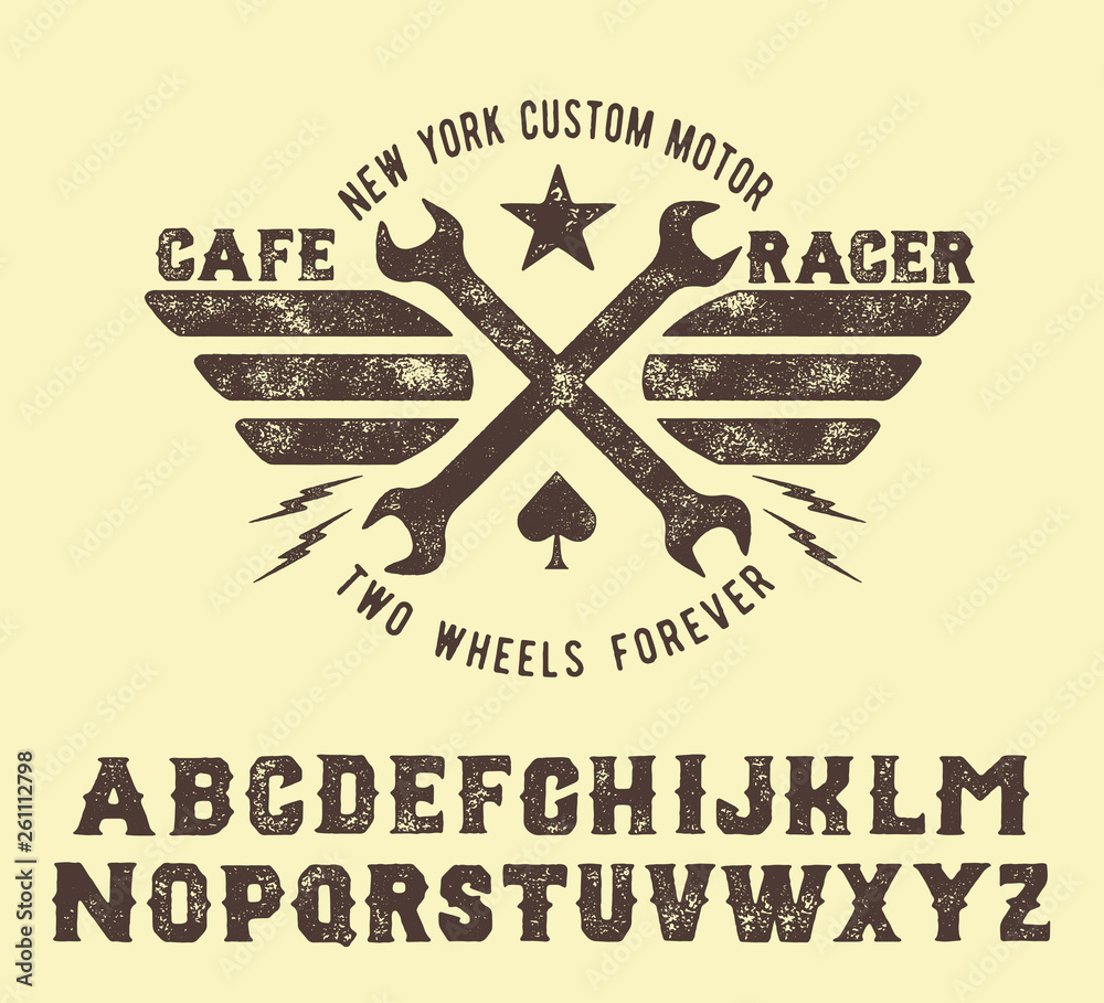 Cafe Racer. Handmade serif font. Vintage typeface. Custom motor ...