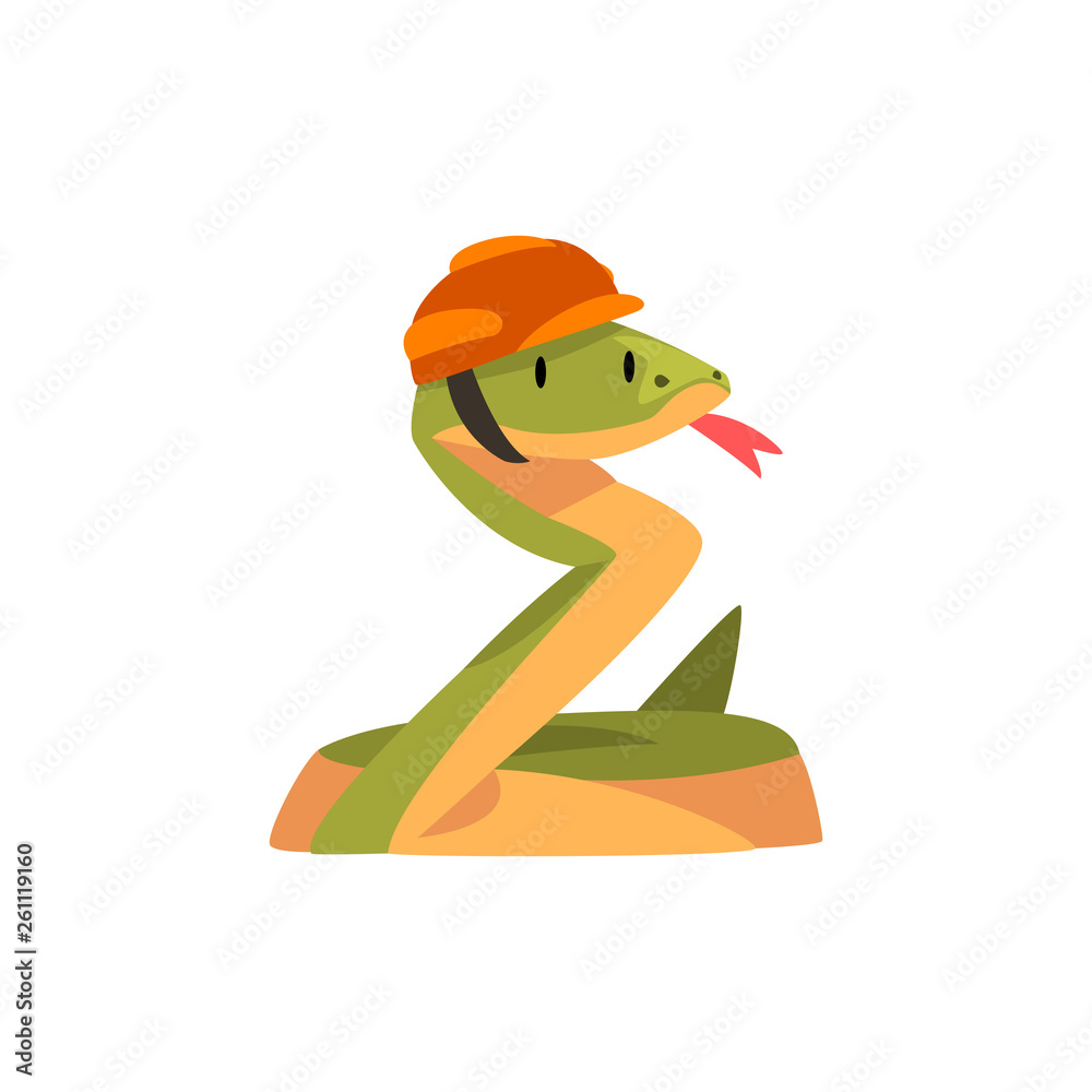 Snake Construction Worker Wearing Hard Hat, Cute Humanized Animal ...