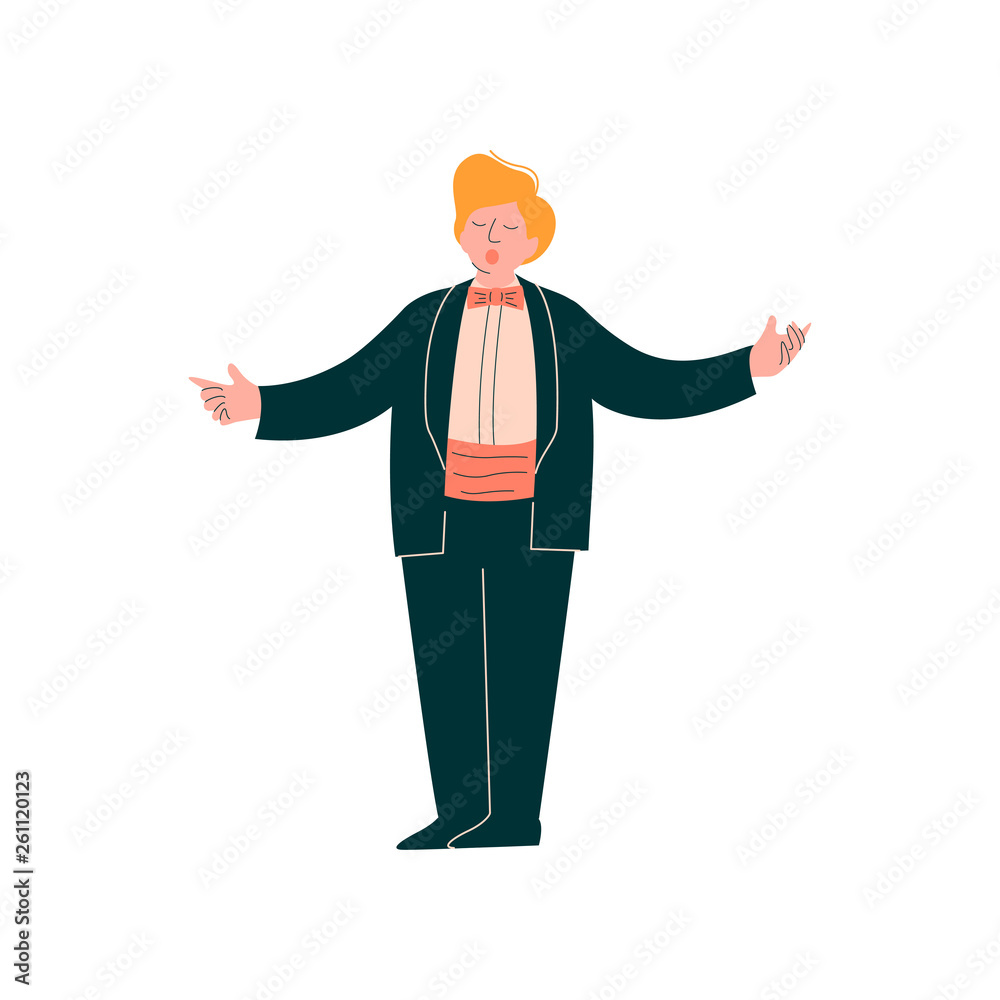 Male Opera Singer Performing On Stage, Man Giving Representation Tuxedo ...
