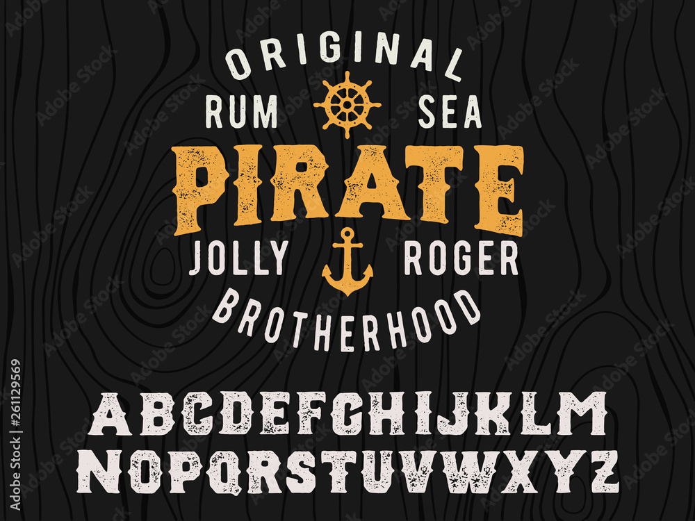 Pirate. Serif font. Vintage handmade typeface. Original hand made font ...