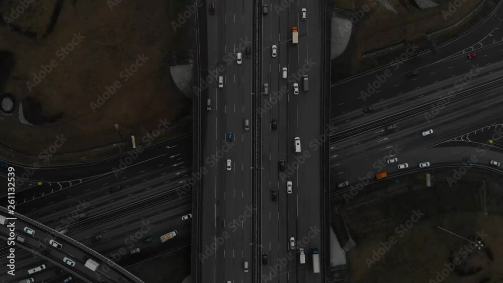 Top view of a major road in the city. Top view of the road junction ...