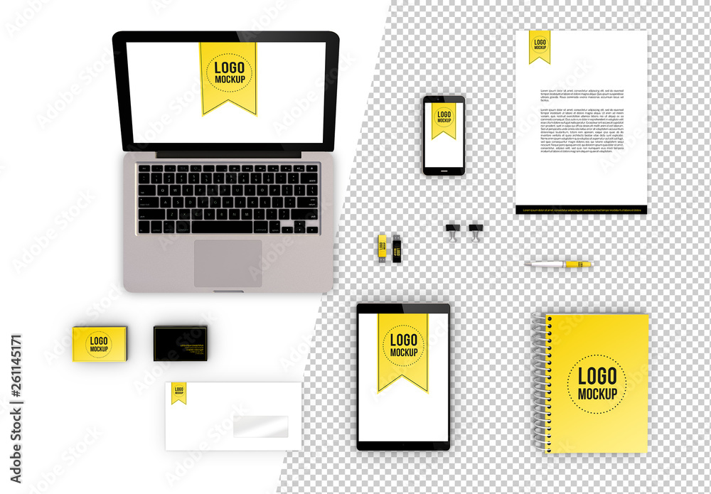 Stationery Set Top View Stock Template | Adobe Stock