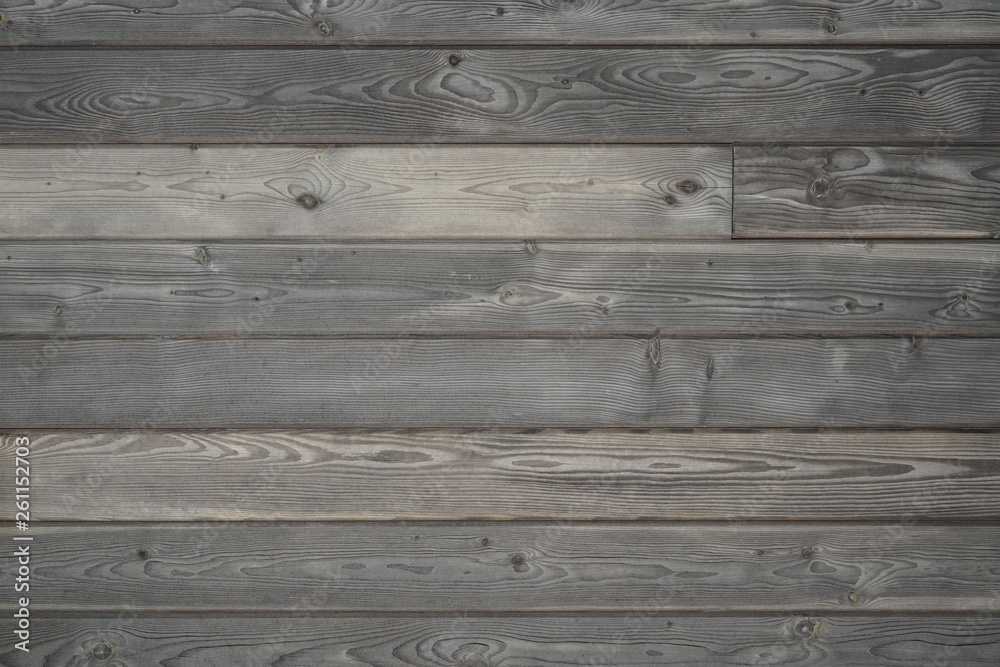 Flat gray brown wood surface with aged boards lined up. Wood paneling ...
