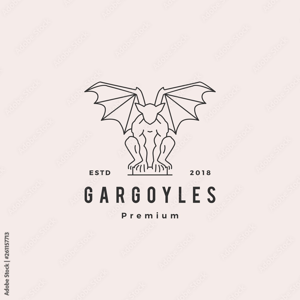 gargoyles gargoyle logo vector outline illustration Stock Vector ...
