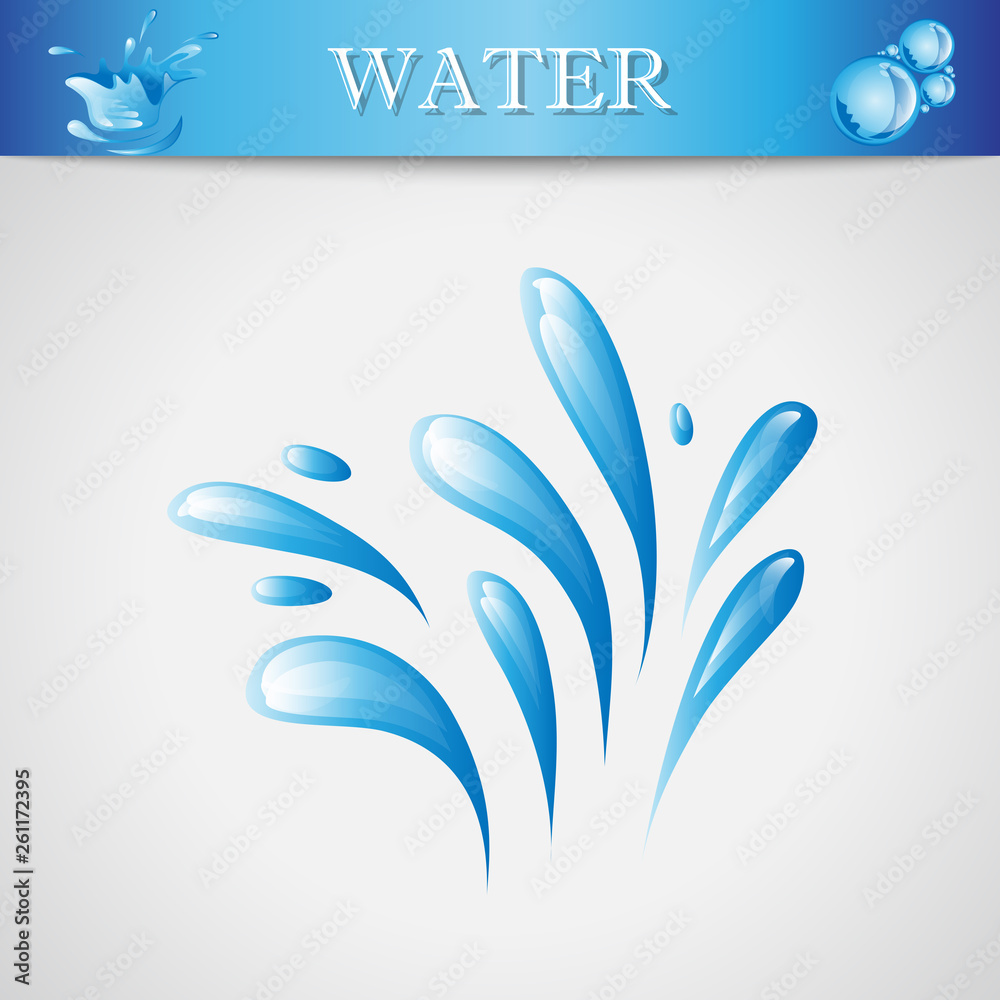Water Splash And Drop Icon - Isolated On Gray Background. Vector ...