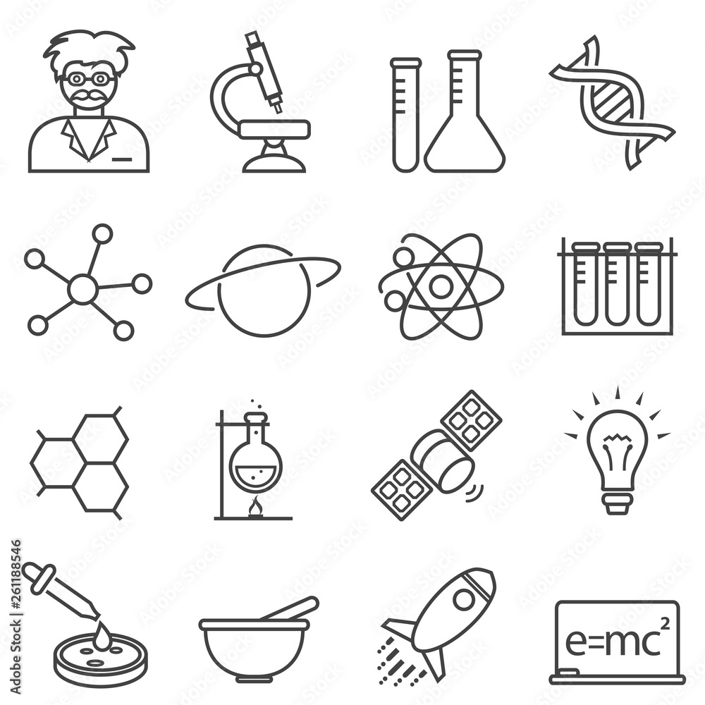 Chemistry, biology science line icons Stock Vector | Adobe Stock