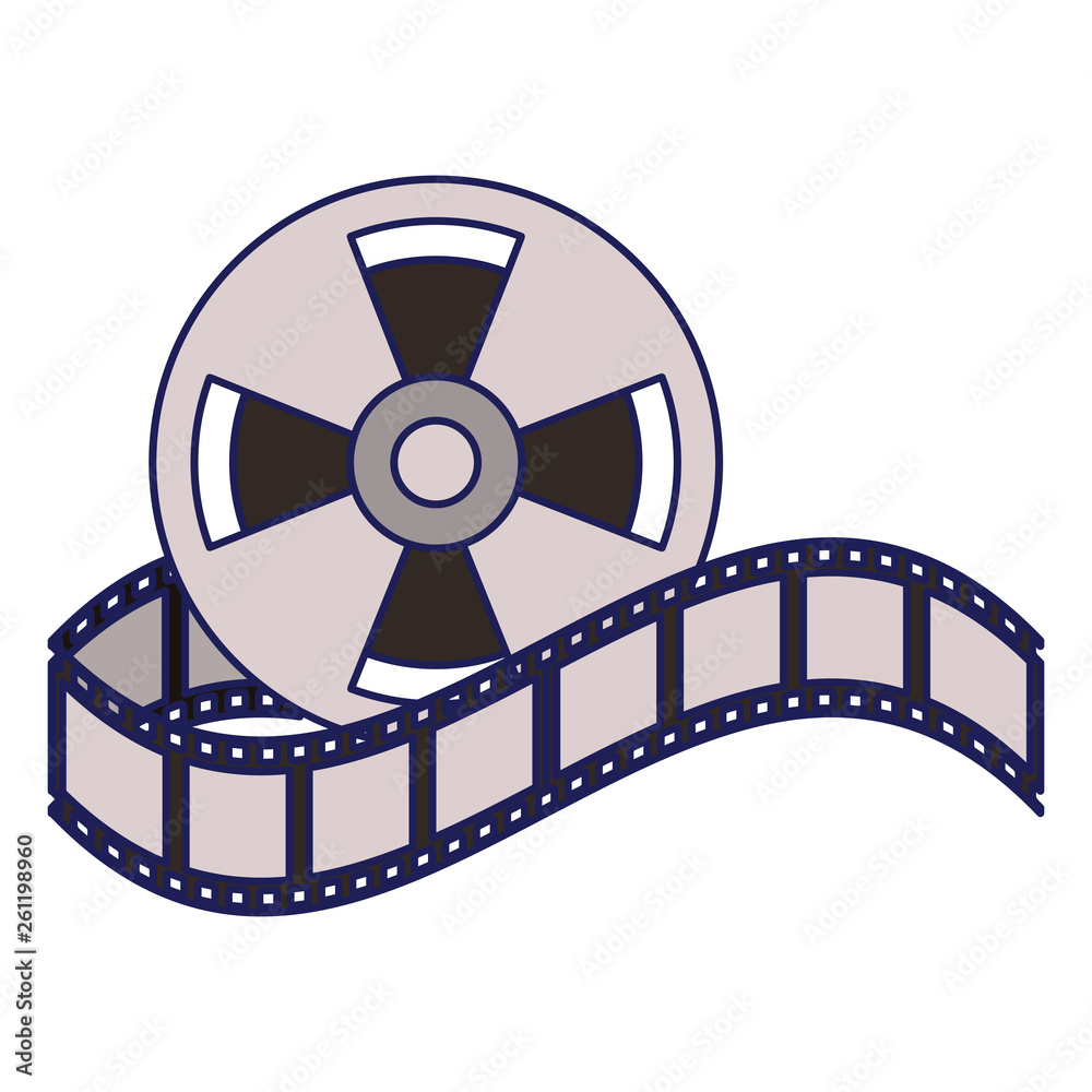 Cinema reel equipment cartoon blue lines Stock Vector | Adobe Stock