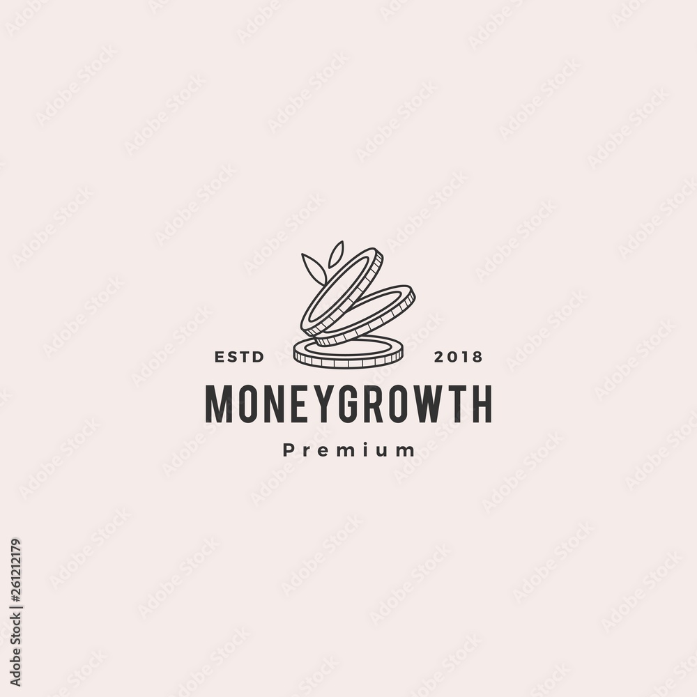 coin leaf sprout money grow growth investment logo vector icon ...