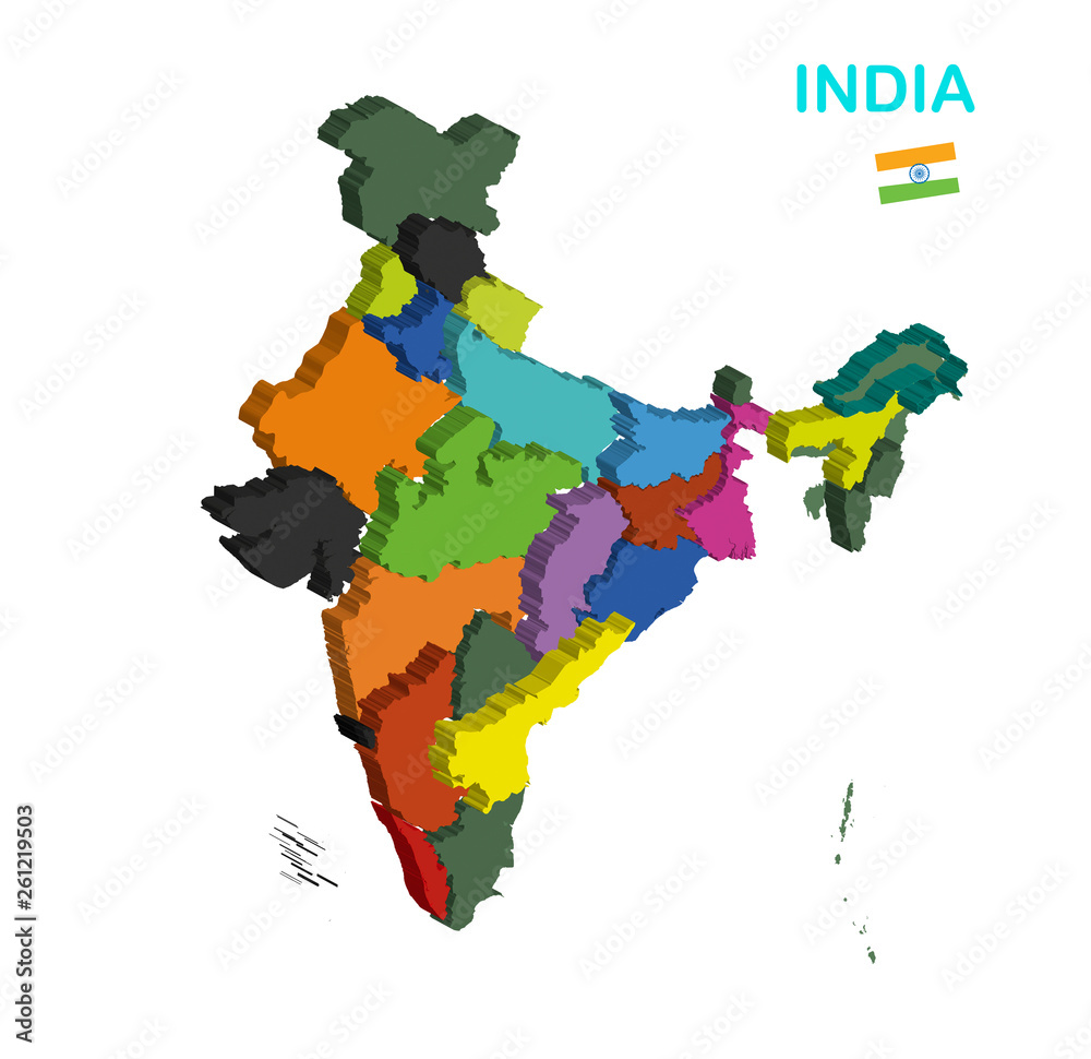 DIGITAL INDIA MAP 3D ILLUSTRATION Stock Illustration | Adobe Stock