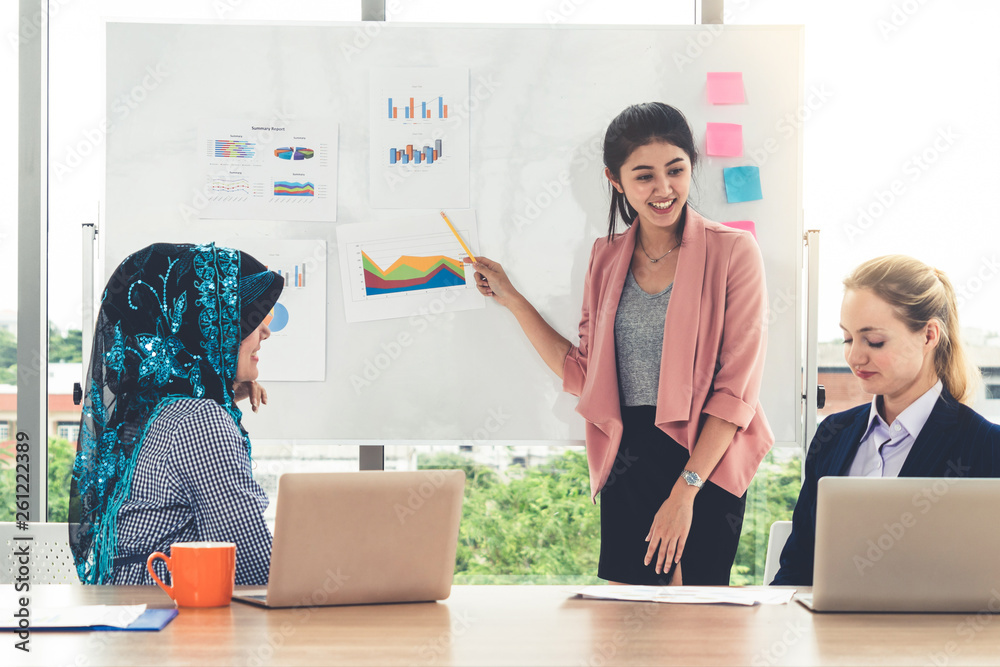 Multicultural working group. Team of businesswomen of different ...