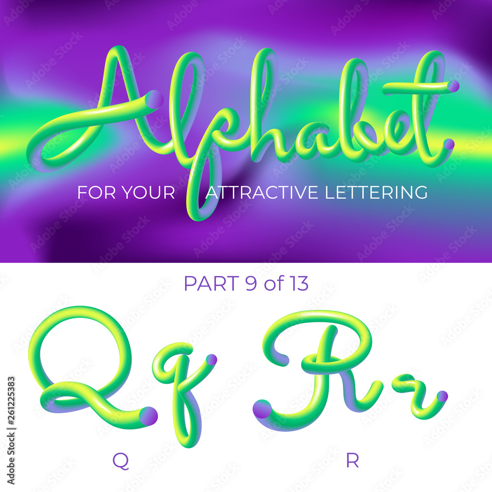 The Letter R In Neon Green