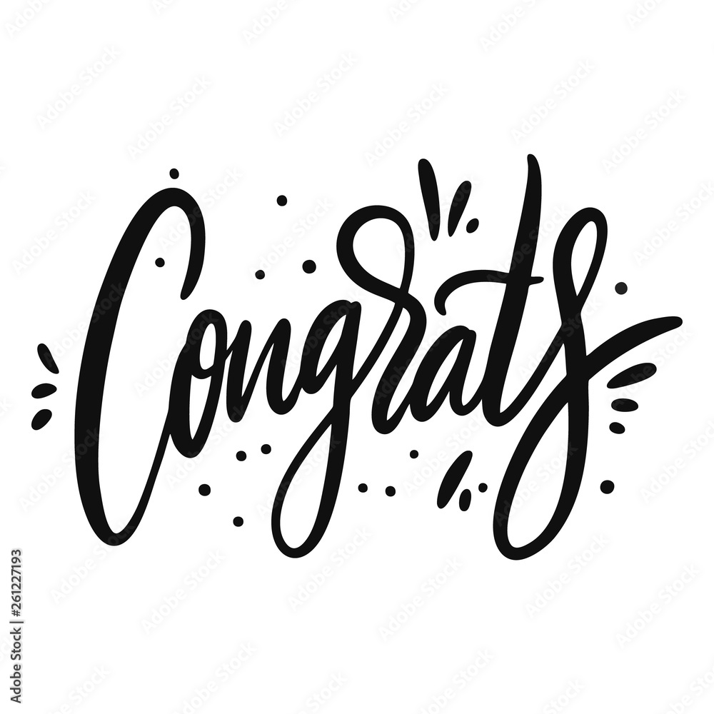 Congrats sign. Hand drawn vector lettering. Isolated on white ...
