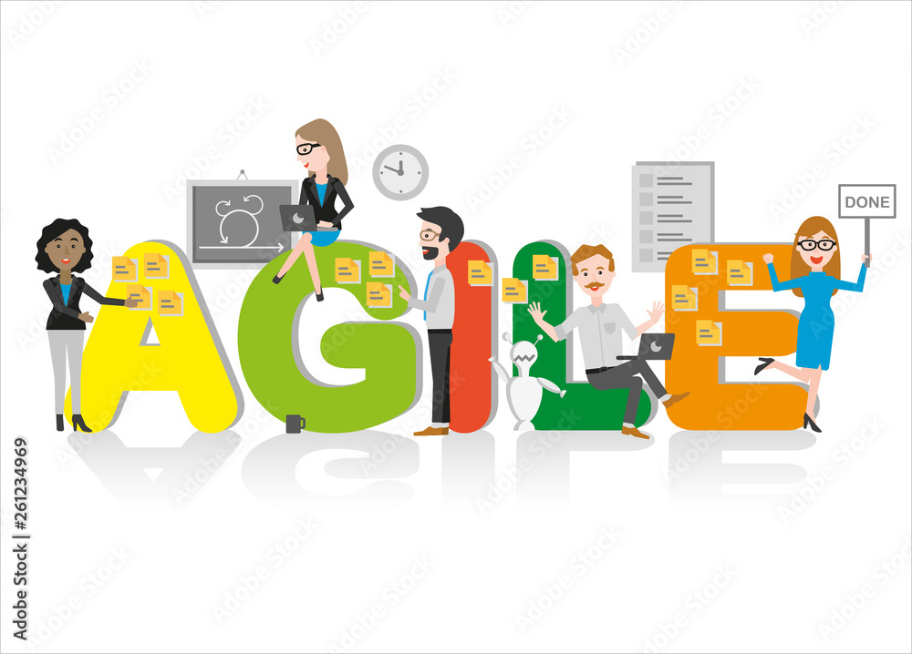Business People working as an agile team Stock Vector | Adobe Stock