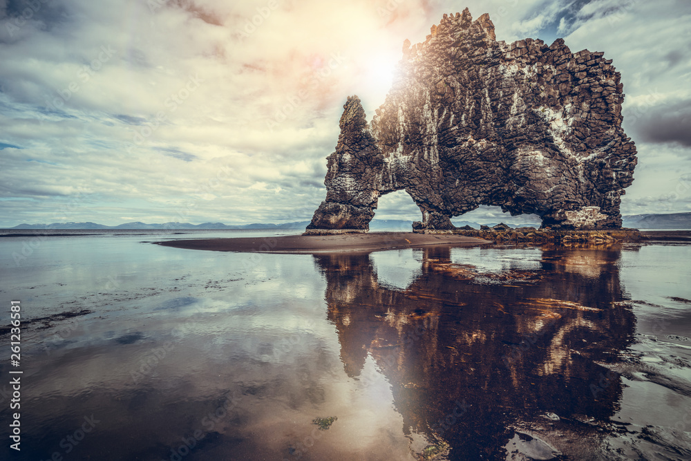 Hvitserkur unique basalt rock in Iceland. The majestic Hvitserkur is a ...