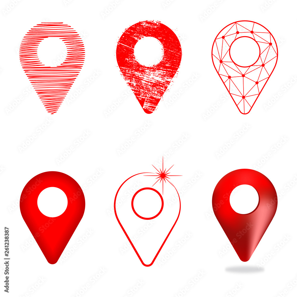 Geolocation icon pack. Set of Geolocation signs in different style for ...