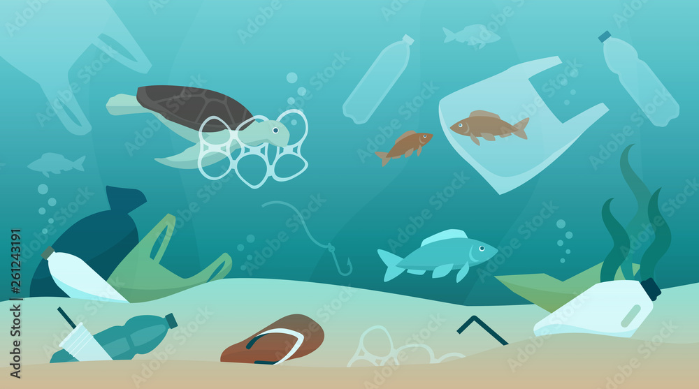 Ocean pollution and its impact on ecosystem Stock Vector | Adobe Stock