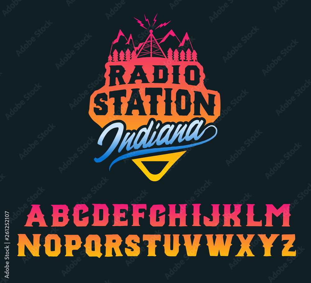 Radio Station. Logo and hand made font. Original typeface. Indiana ...